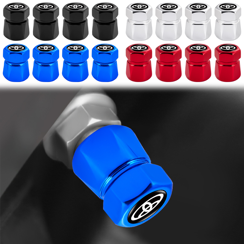 4pcs Aluminum Alloy Hexagonal Car Tyre Cap Car Logo Wheel Tire Leak ...