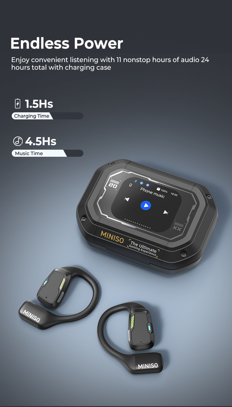MINISO M98 Wireless Earphone Smart Touch Screen Earbuds Bluetooth 5.4 ...
