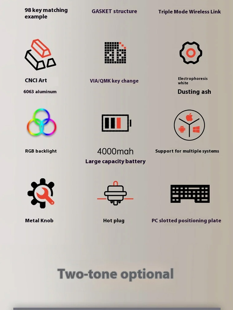 Cidoo V98 mechanical keyboard customized VIA aluminum lump RGB wireless ...