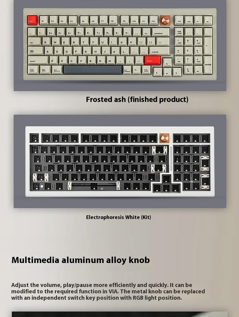 Cidoo V98 mechanical keyboard customized VIA aluminum lump RGB wireless ...