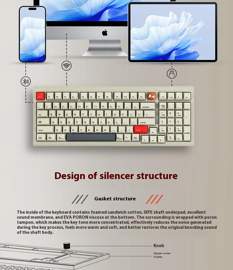 Cidoo V98 mechanical keyboard customized VIA aluminum lump RGB wireless ...