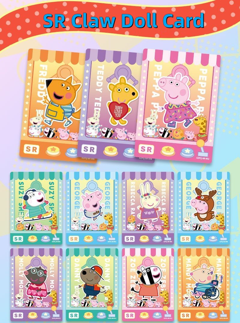 90 Peppa Pig Card Rare CR/UR/SSR/PP Flash Kad Color Filling Cards anime ...