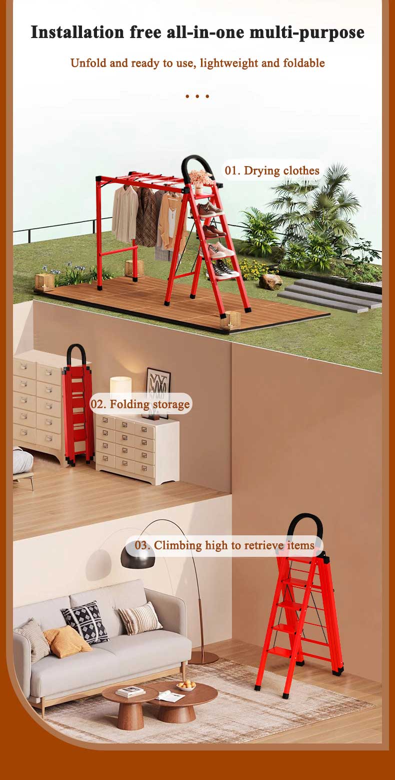 4/5 Steps Folding Ladder & Clothes Drying Rack ladder Heavy Duty ...
