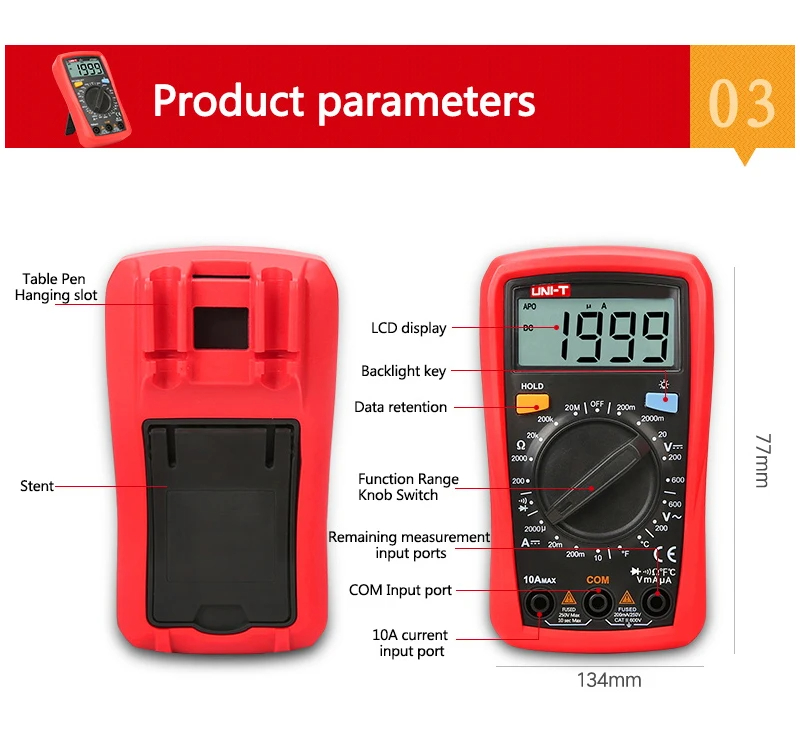 UNI-T UT33A UT33B UT33C UT33D Plus Pocket Multimeter Digital Ammeter ...
