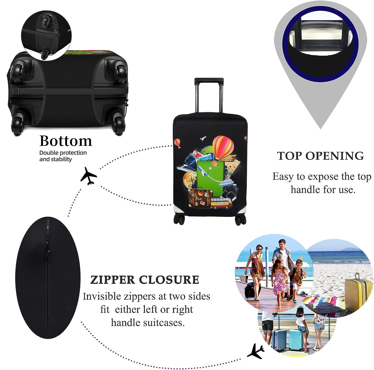 Custom printed luggage cover, personalized travel suitcase cover, funny ...