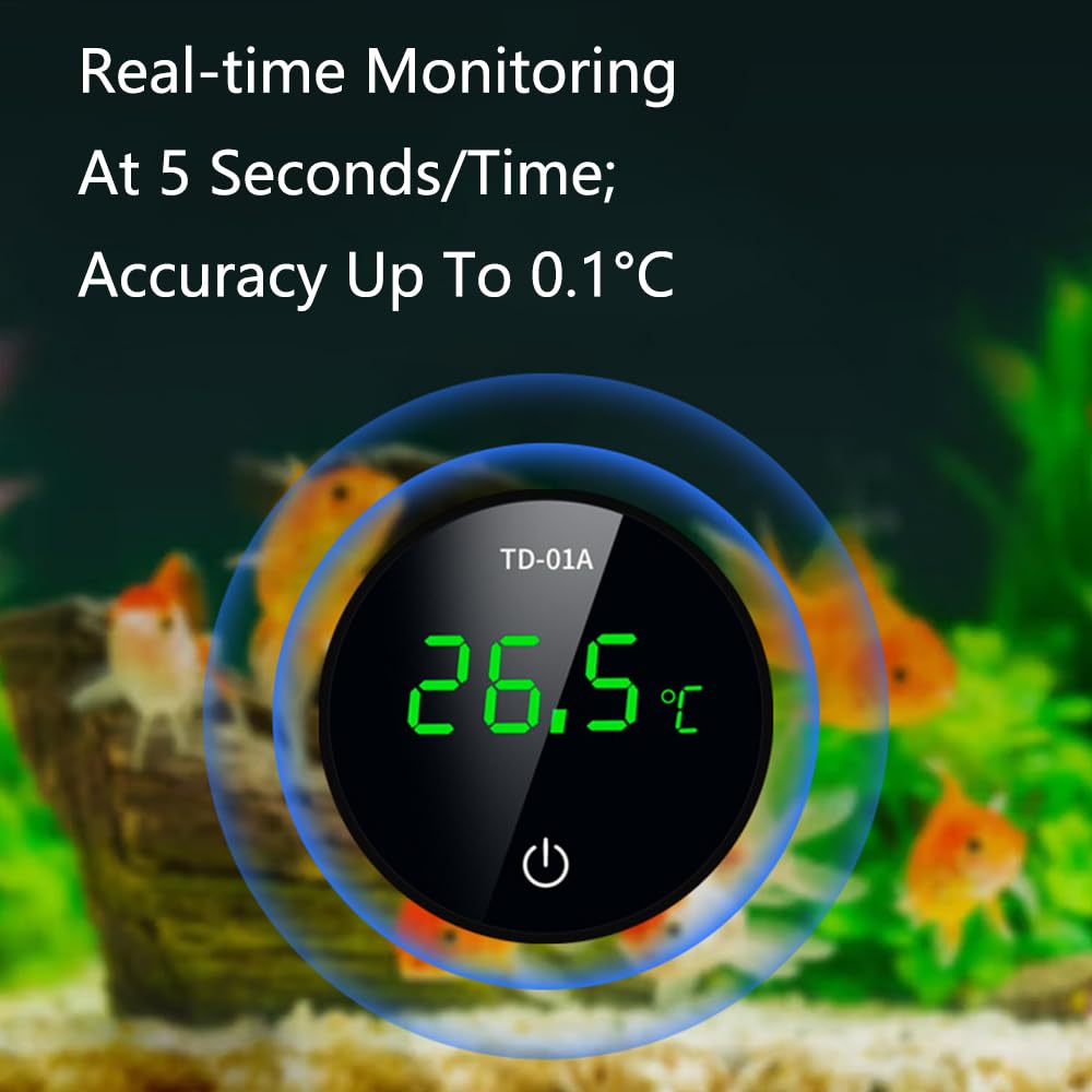 Aquarium Thermometer Fish Tank Digital Thermometer Accurate LED Display ...