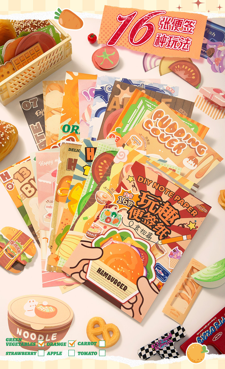Xinmo Fun Handbook Note Paper Simulation Food Shape DIY Handmade Note ...