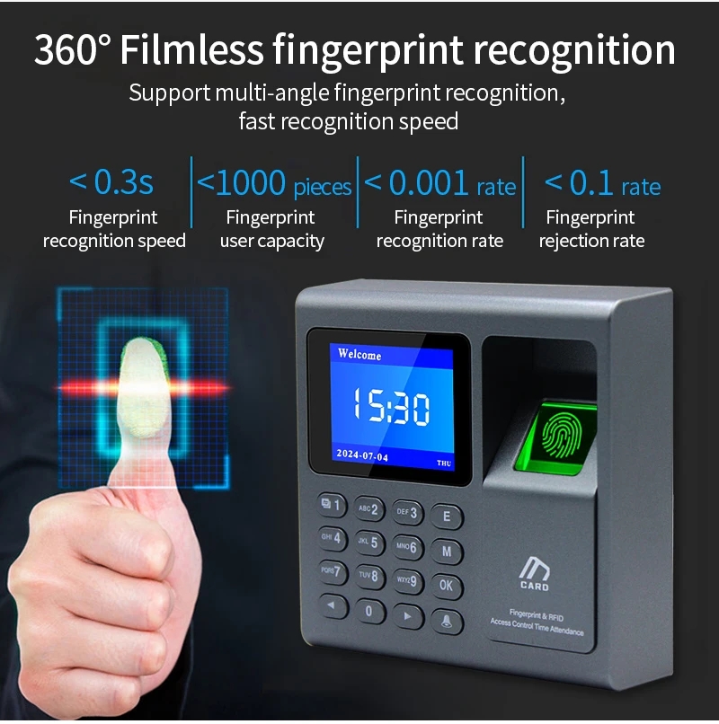Portable Biometric Fingerprint Scanner RFID Access Control System 1000 ...