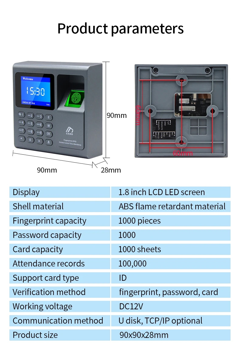 Portable Biometric Fingerprint Scanner RFID Access Control System 1000 ...