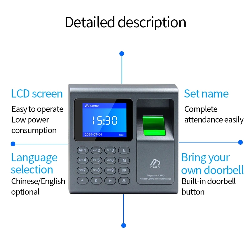 Portable Biometric Fingerprint Scanner RFID Access Control System 1000 ...