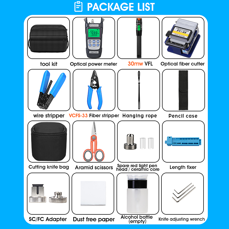FTTH Tool Kit Fiber Tools Kit Fiber Optic Optical Power Meter Fiber ...