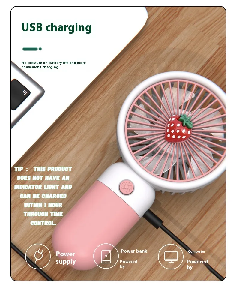 Mini Cute Flower Handheld Fan Rechargeable Portable With Mobile Phone ...