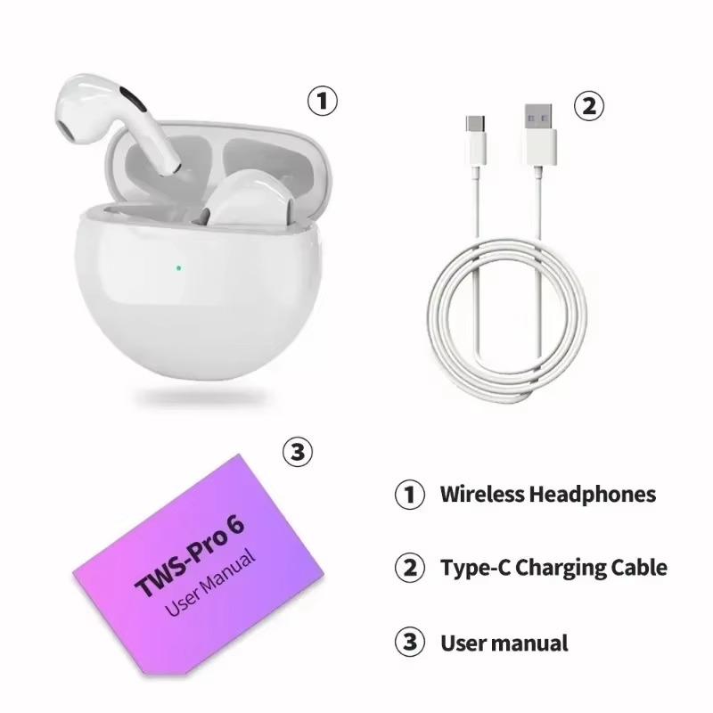Air Pro6 Bluetooth Headphones Tws Earphone Bluetooth Wireless Bluetooth ...