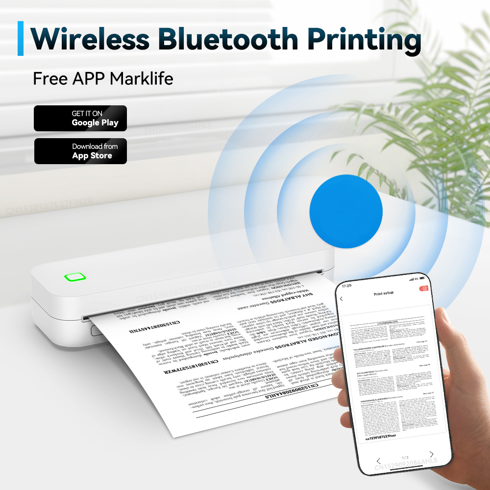 D210 Portable Wireless Bluetooth Thermal Printer A4 Document Phone ...