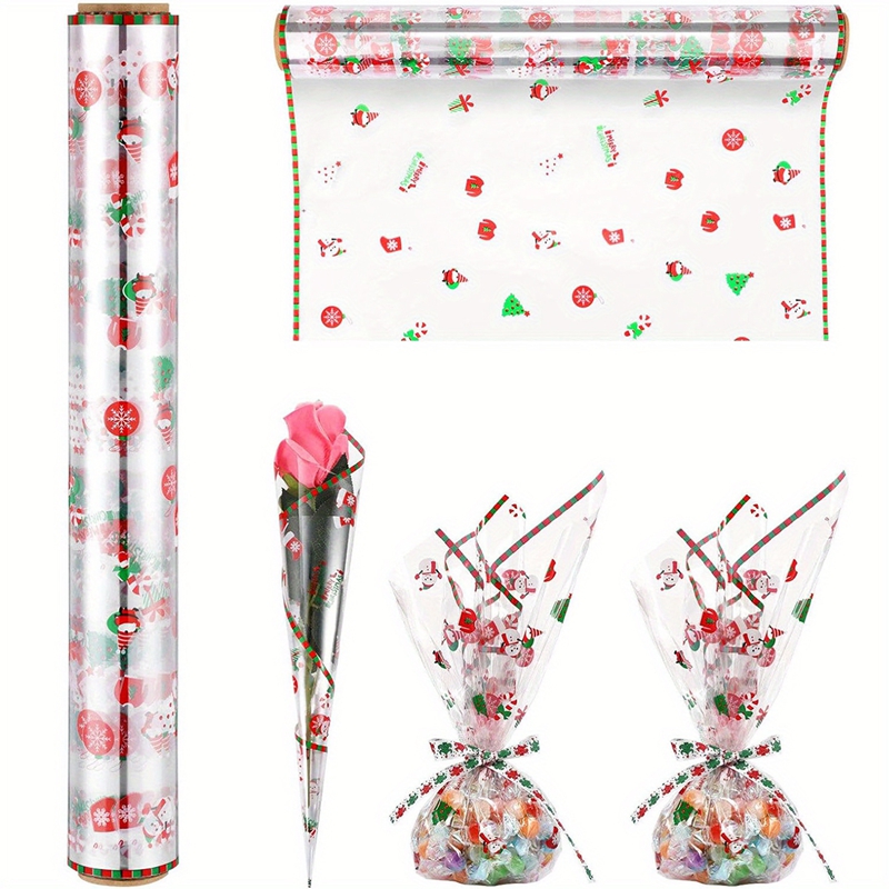 Christmas Transparent Wrapper Bouquet Wrapper Santa Claus Plastic ...