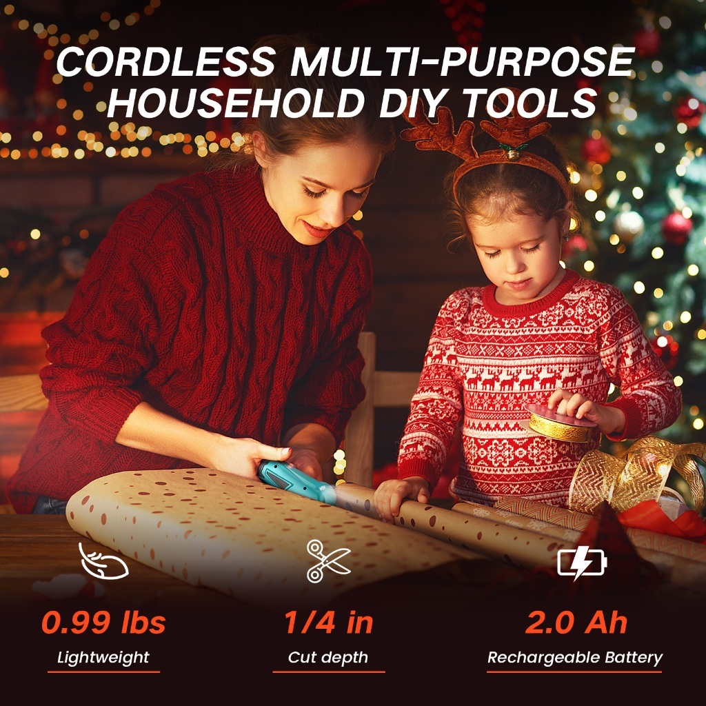 Cordless Electric Scissors 4V Electric Cardboard Box Cutter w/Storage ...