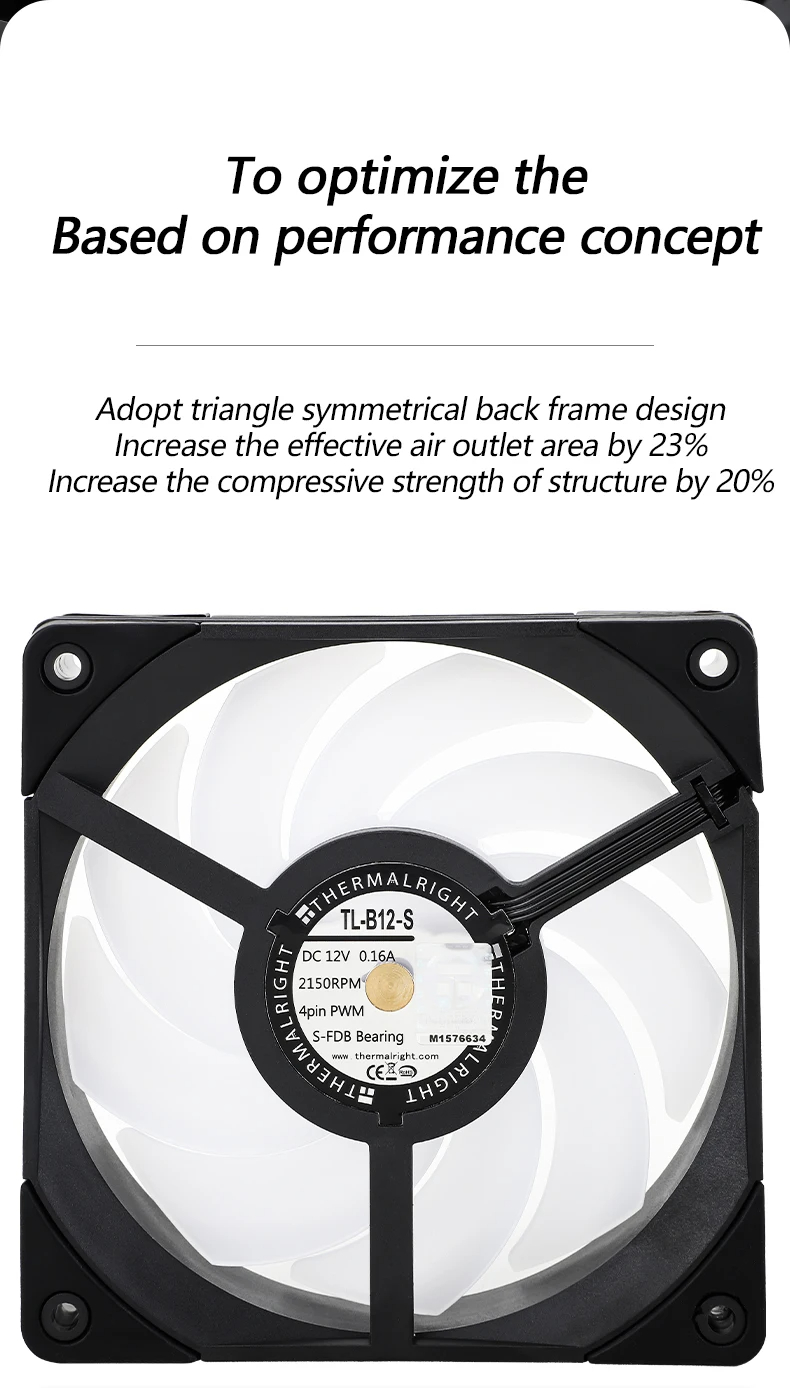 Thermalright TL-B12R-S Reverse Version Fan 120mm 2150RPM Case Fan 5V ...