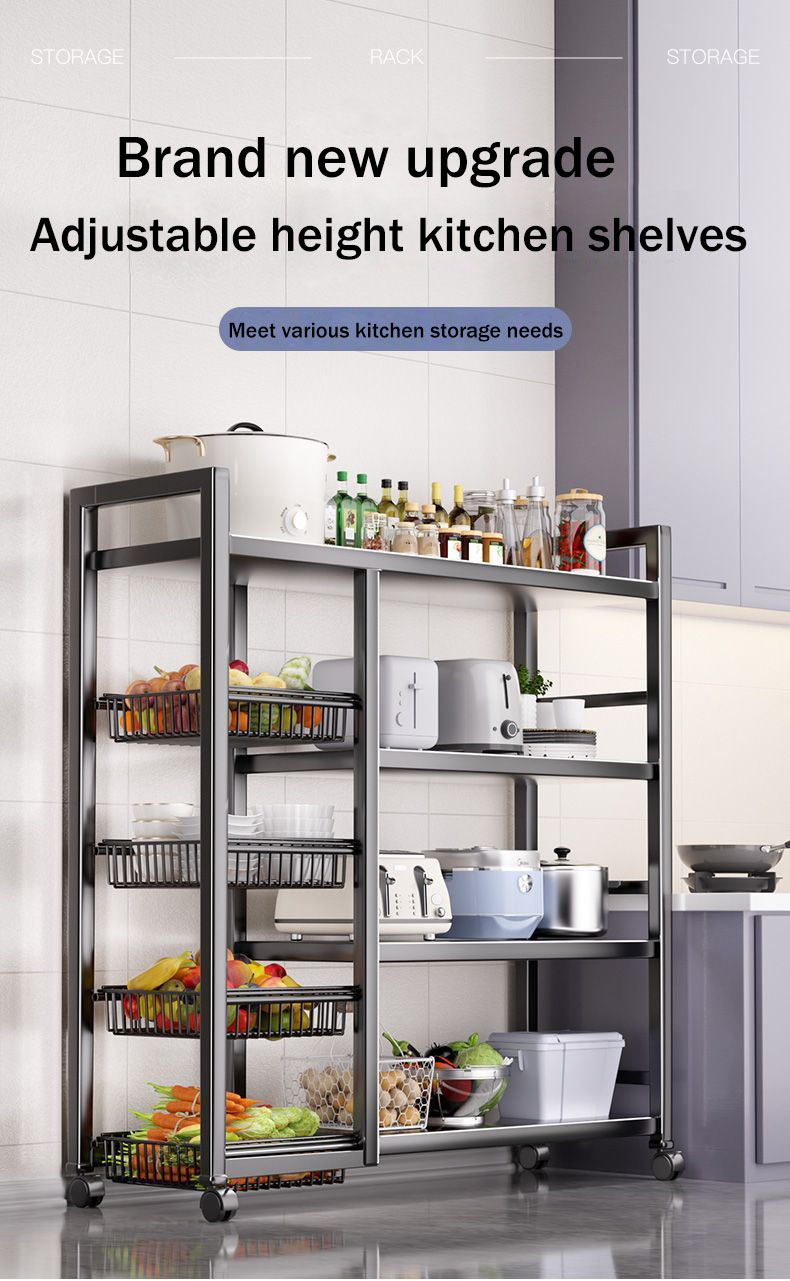 4 Tier With Wheels Kitchen Rack Storage Rack Rak Dapur Rack Shelf ...
