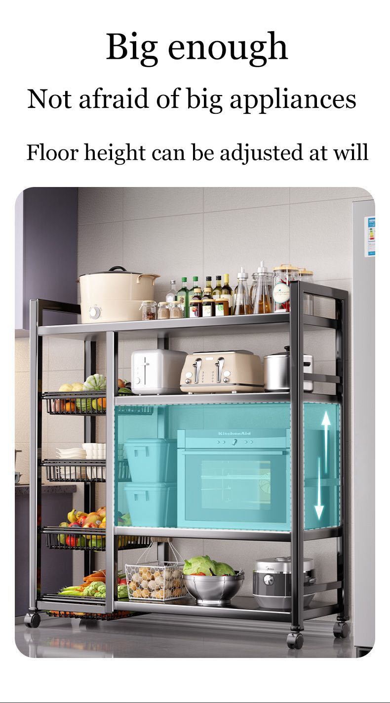 4 Tier With Wheels Kitchen Rack Storage Rack Rak Dapur Rack Shelf ...