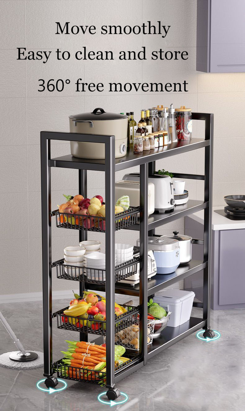 4 Tier With Wheels Kitchen Rack Storage Rack Rak Dapur Rack Shelf ...