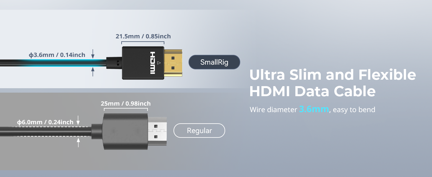 SmallRig Ultra-Slim 4K HDMI Data Cable (A to A) (100cm）, Ethernet, ARC ...