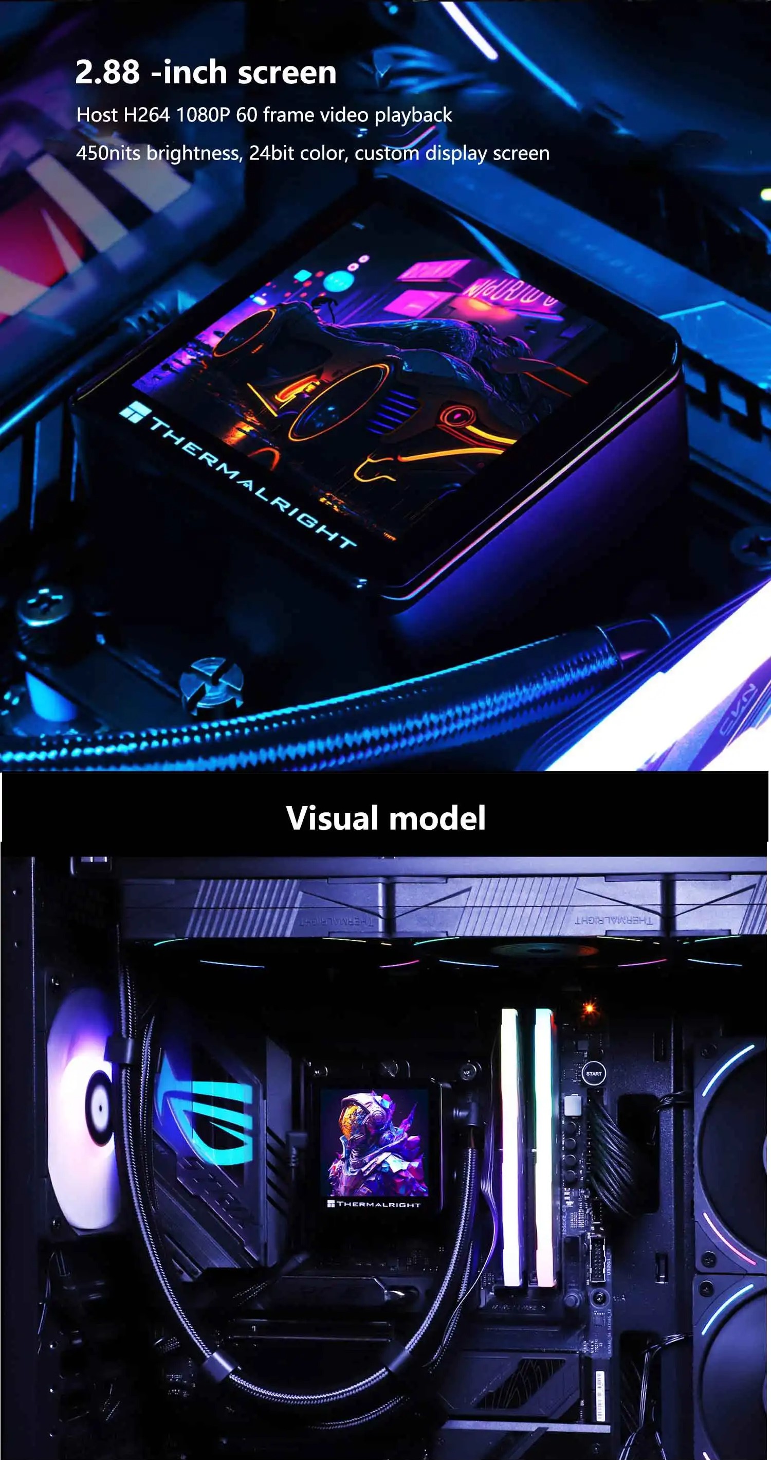 Thermalright Frozen Vision 240 ARGB CPU Liquid Cooler IPS 2.88 LCD ...