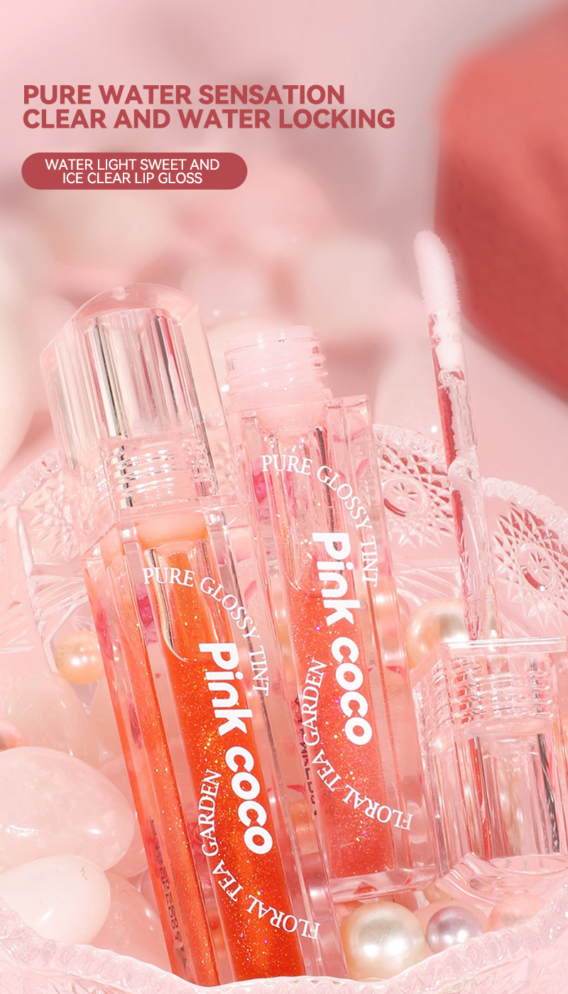 PINK COCO water light fine glitter lip gloss moisturizing long-lasting ...