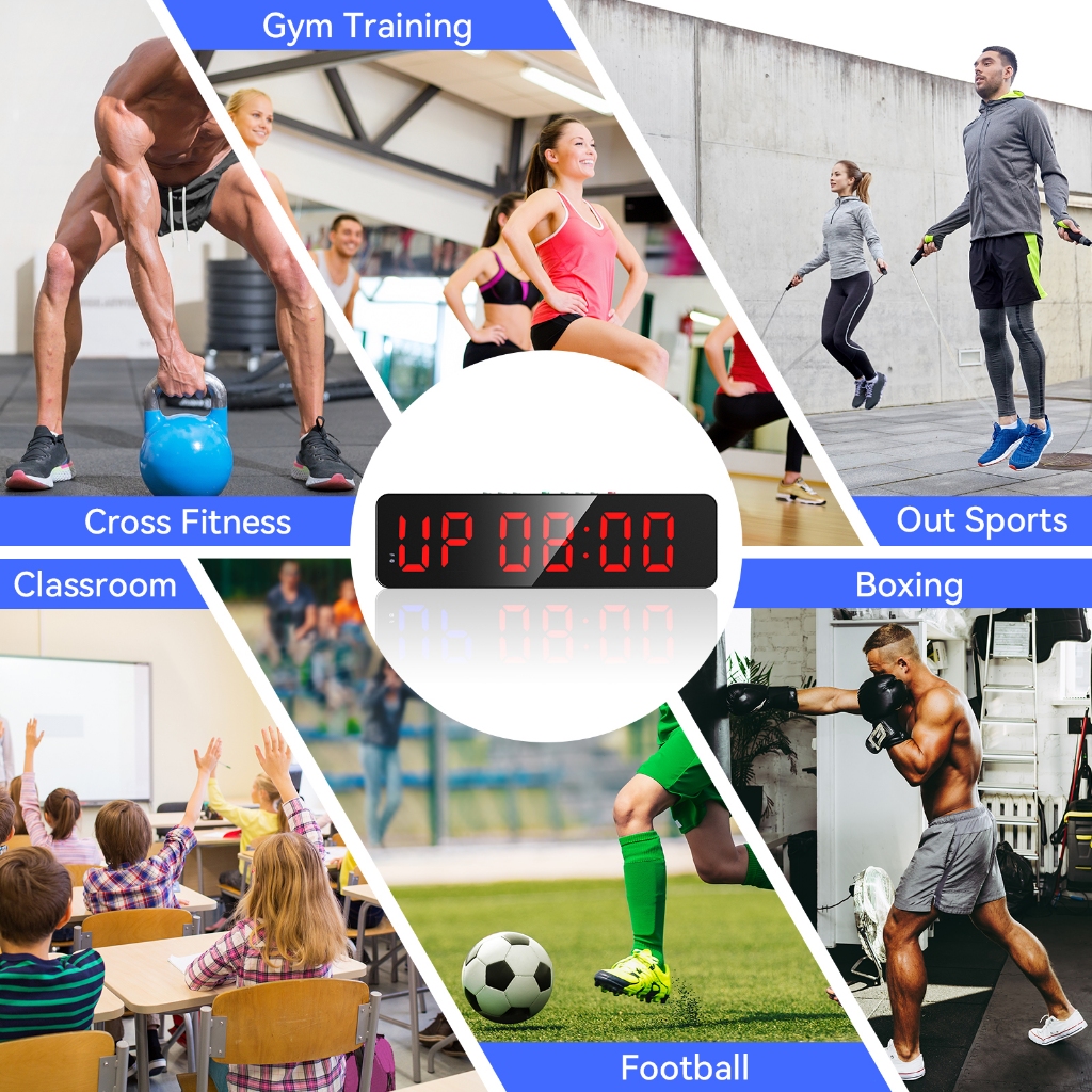 2 inch LED Gym Timer Rechargeable/AC 2" Interval Workout Outdoor Home ...