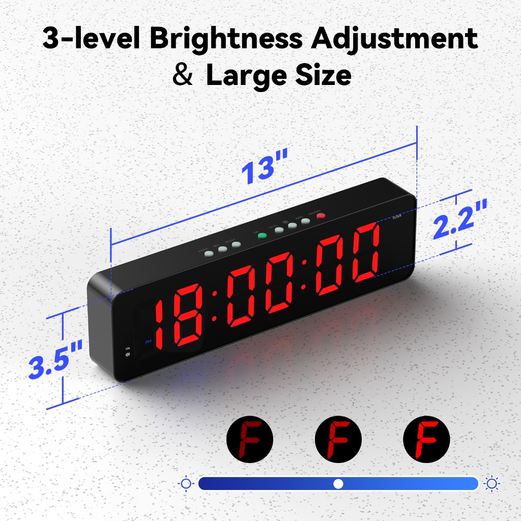 2 inch LED Gym Timer Rechargeable/AC 2" Interval Workout Outdoor Home ...