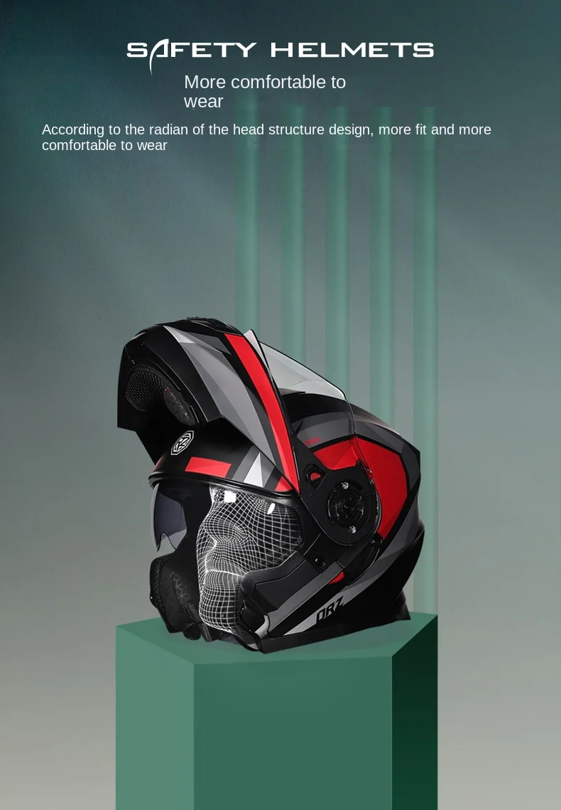 ORZ Motorcycle modular helmet, dual lens flip racing helmet, suitable ...