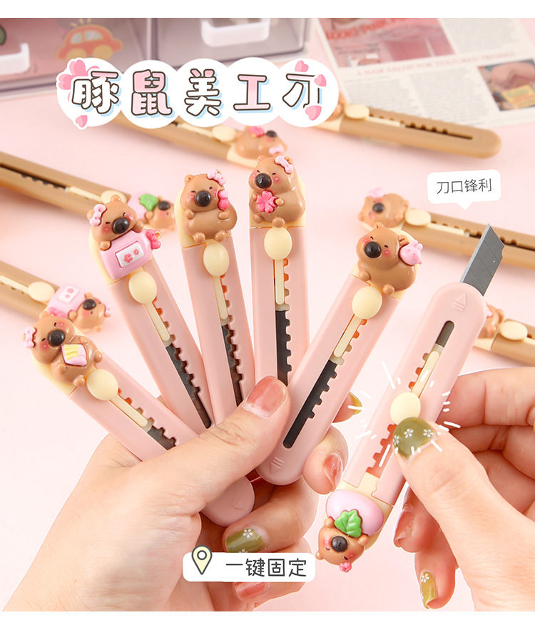 Cute Mini Capybara Utility Knife Student Portable Paper Knife Box ...