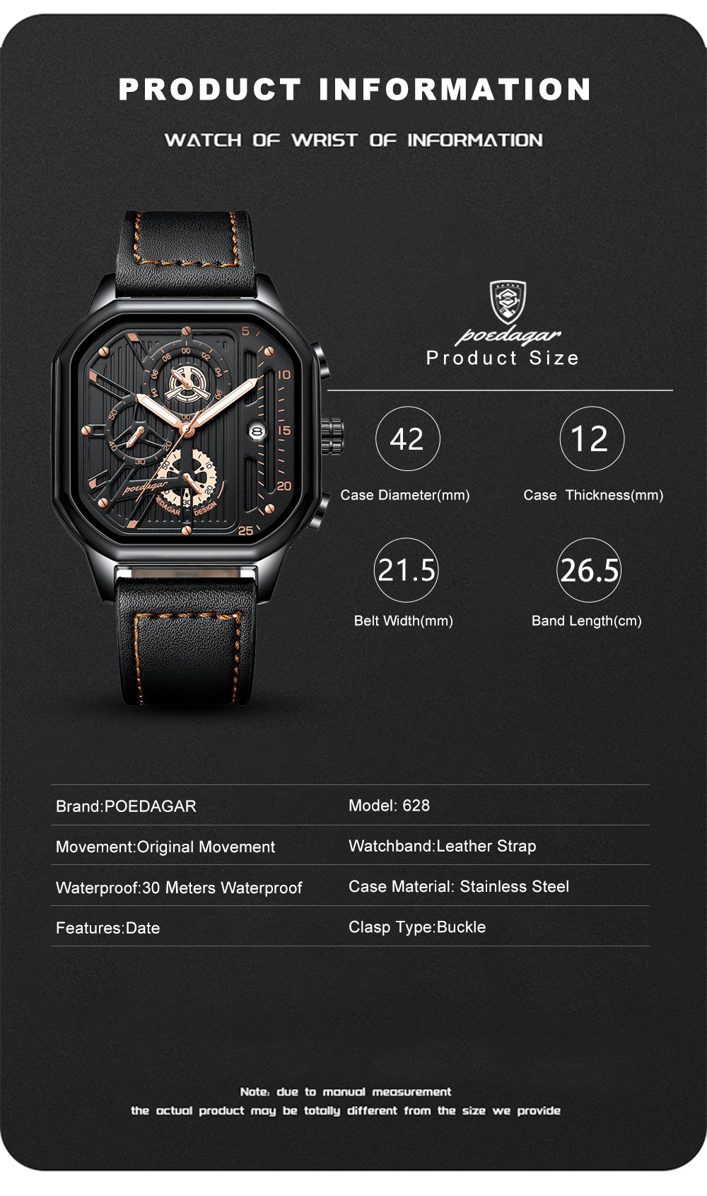 POEDAGAR Jam Tangan Lelaki Original 100% Waterproof Quartz Leather ...