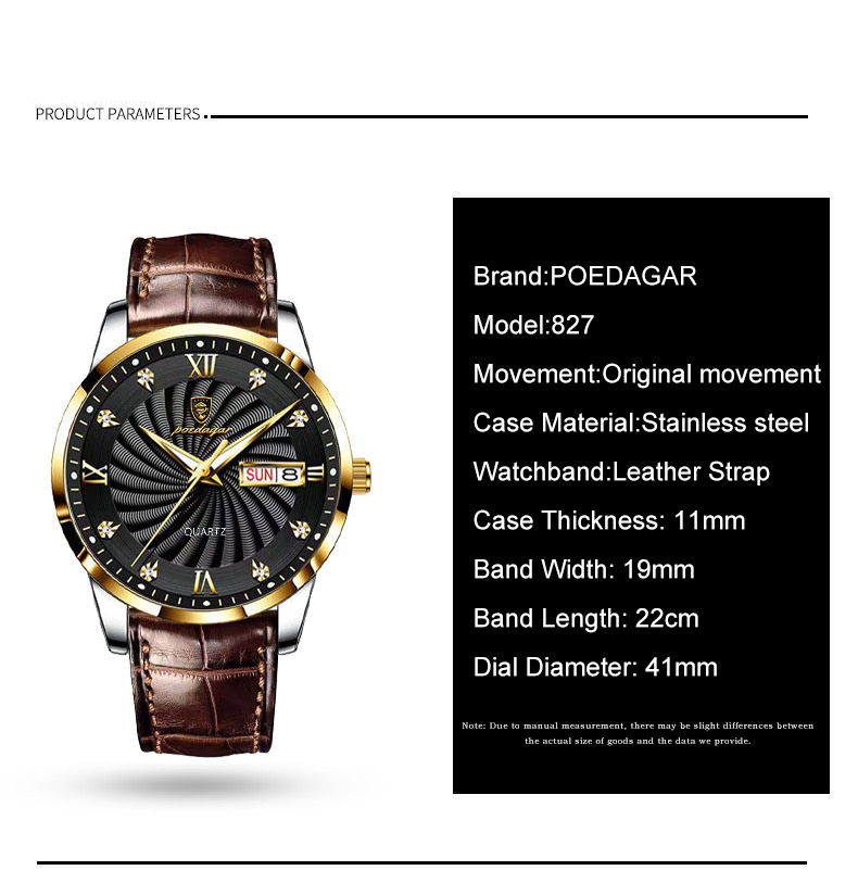 POEDAGAR Jam Tangan Lelaki Original 100% Waterproof Quartz Leather ...