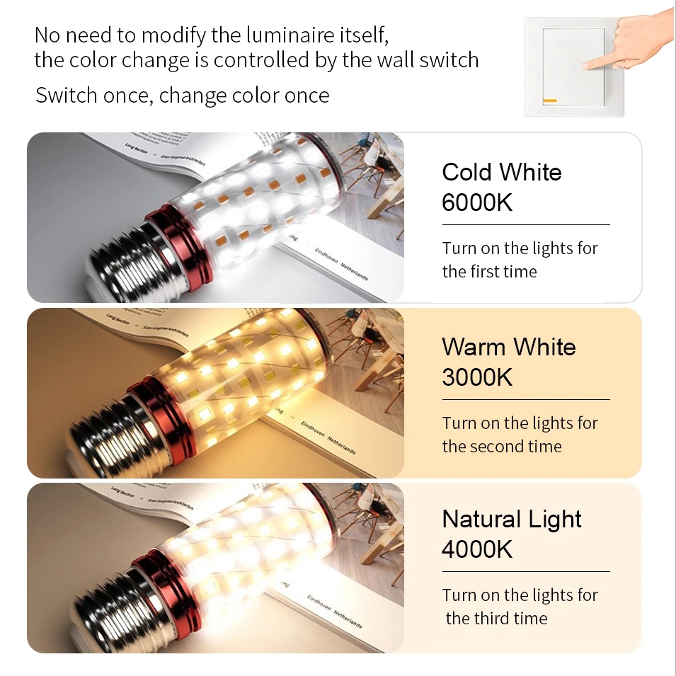 Mentol LED Bulb E27 E14 SMD2835 Three -color Bulb 12W 15W 20W 240V ...