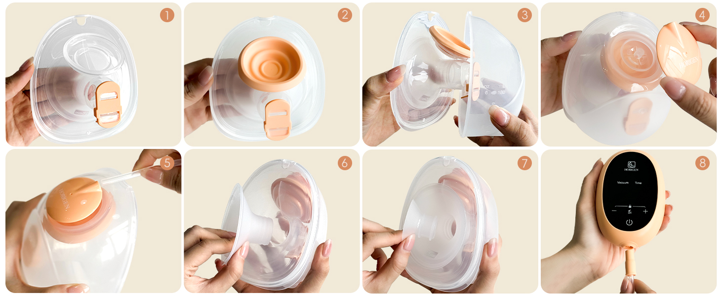 Horigen Decent Go Hands-free Double Electric Breast Pump with Collection Cups Wearable Breast ...