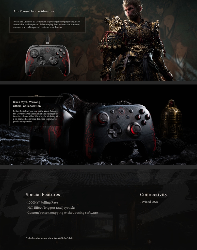8BitDo Ultimate 2C Wireless Controller Black Myth Wukong Compatible ...