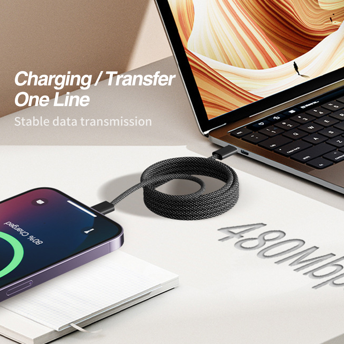 Ankndo PD27W Magnetic Cable USB C to Light/ning 3A Fast Charging Tangle ...