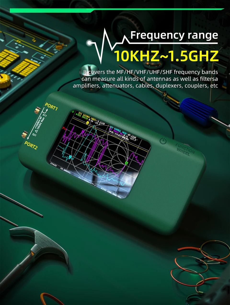 3.98 Inch Vector Network Analyzer 10k-1.5GHz Standing Waves MF HF VHF ...