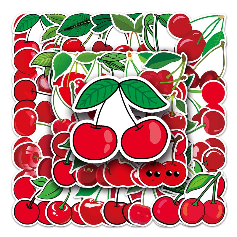 50pcs Red Cherry Stickers Laptop Luggage Phone Fridge Scrapbook Car ...