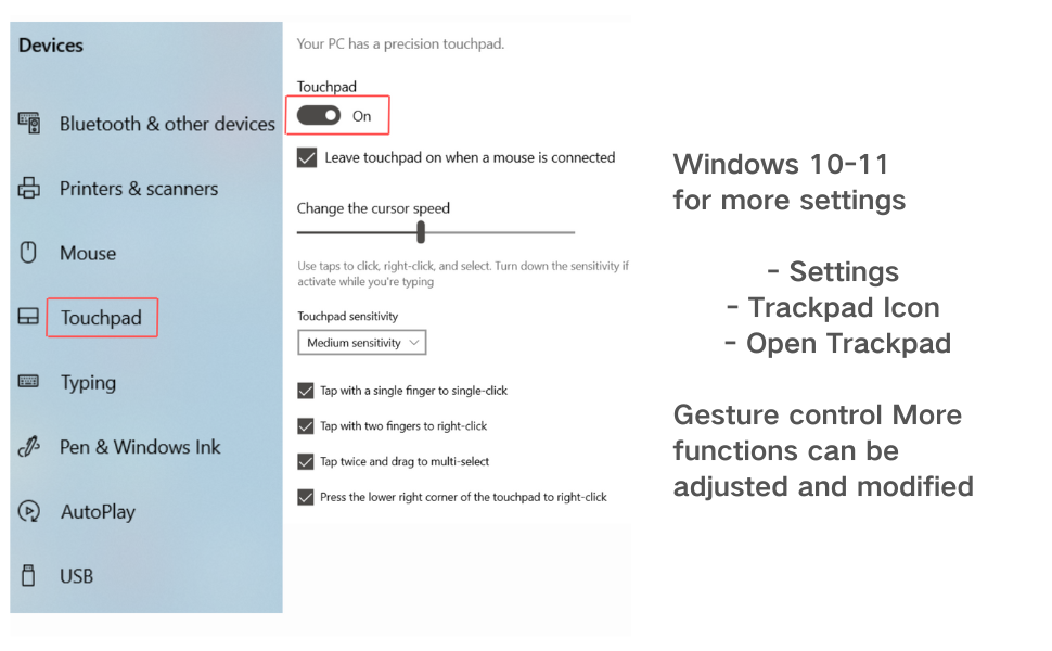 IFXLIFE Bluetooth Touchpad Multi-function gestures Trackpad Rechargeable Wireless Touchpad for ...