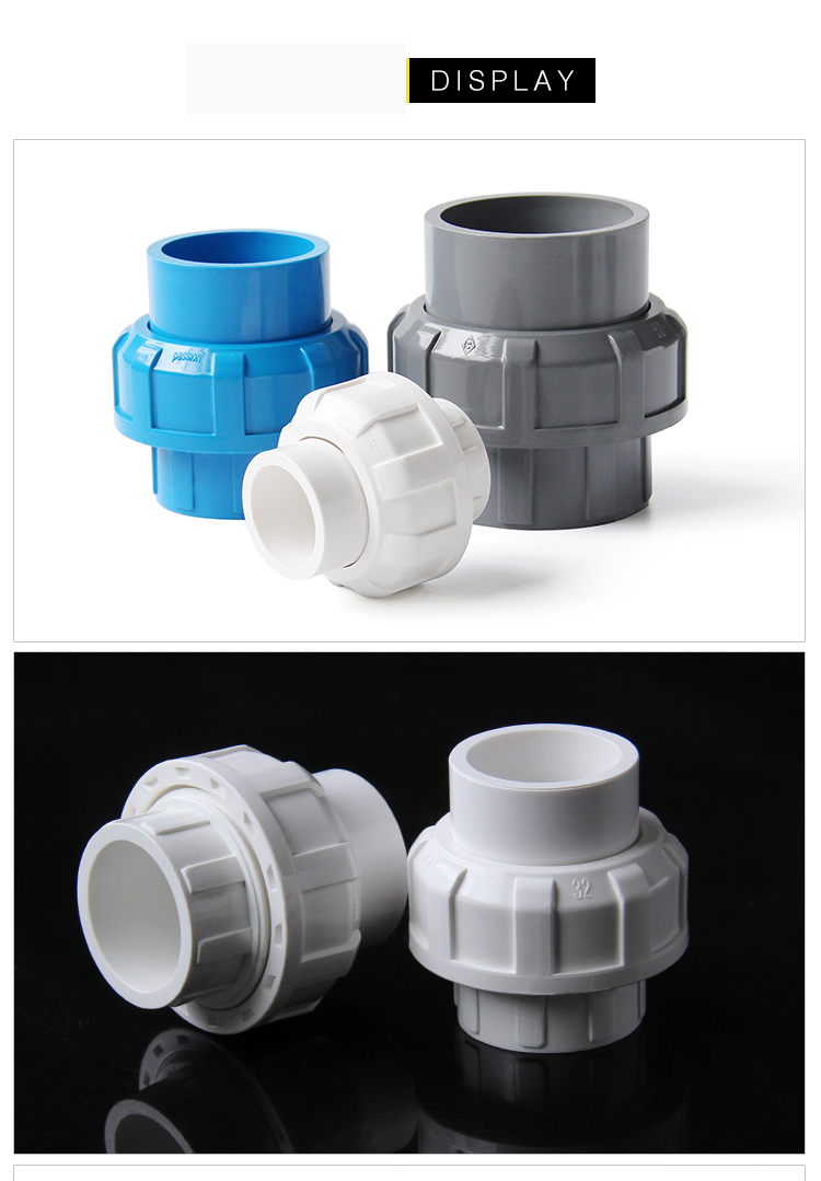 (1pcS) PVC Union Connector Water Pipe Fittings 20mm 25mm 32mm 40mm 50mm ...