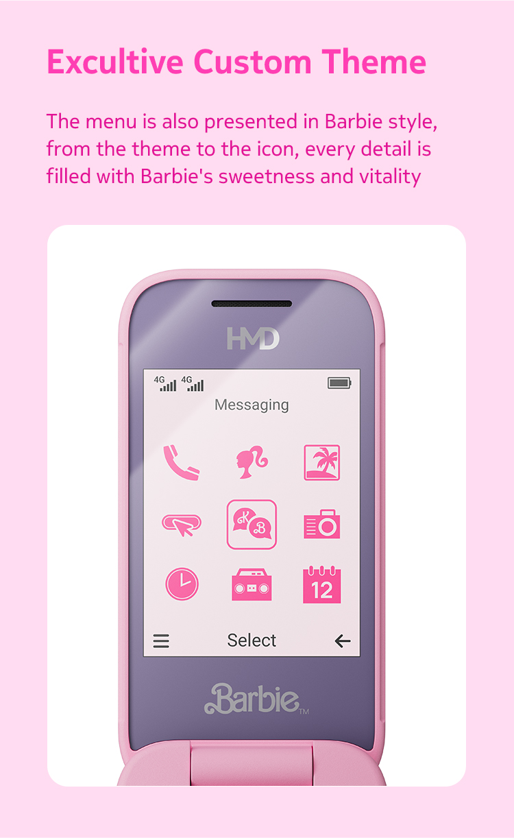 HMD Barbie Flip Phone 4G With Fancy Box HMD X Barbie Pink Retro Flip ...