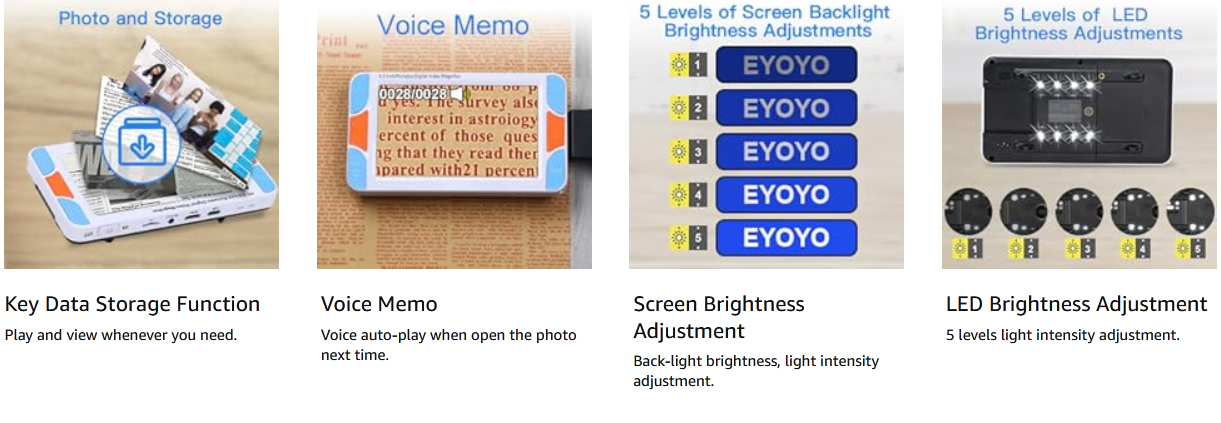 Eyoyo 5.0 inch Handheld Video Digital Magnifier Electric Low Vision ...