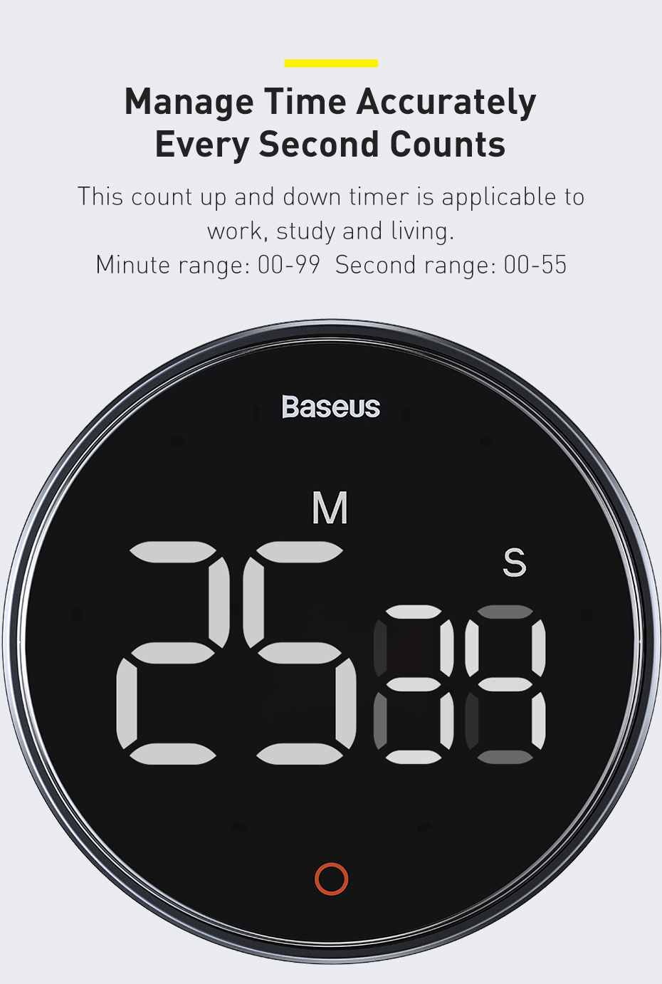 Baseus LED Digital Kitchen Timer Manual Countdown Kitchen Timer ...