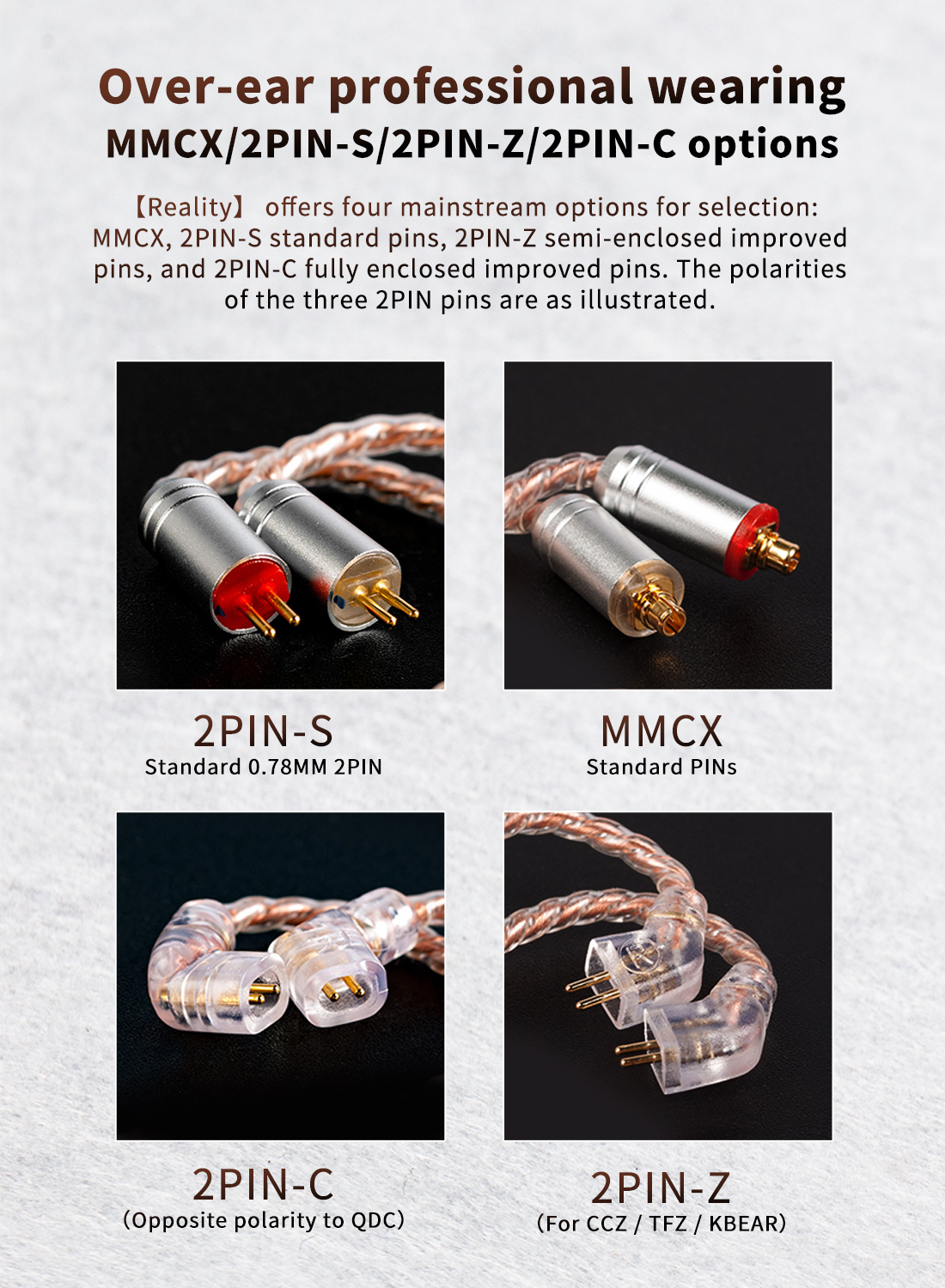 KBEAR 2PIN MMCX QDC TFZ IEM Cable 4-Core Pure Copper Earphone ...