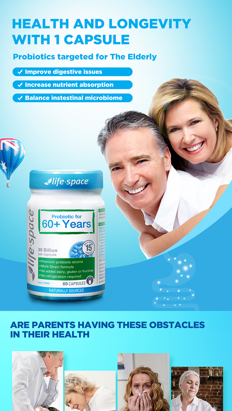 [Digestive Health For Elderly] Life Space Probiotic for 60+years 60CAPS ...