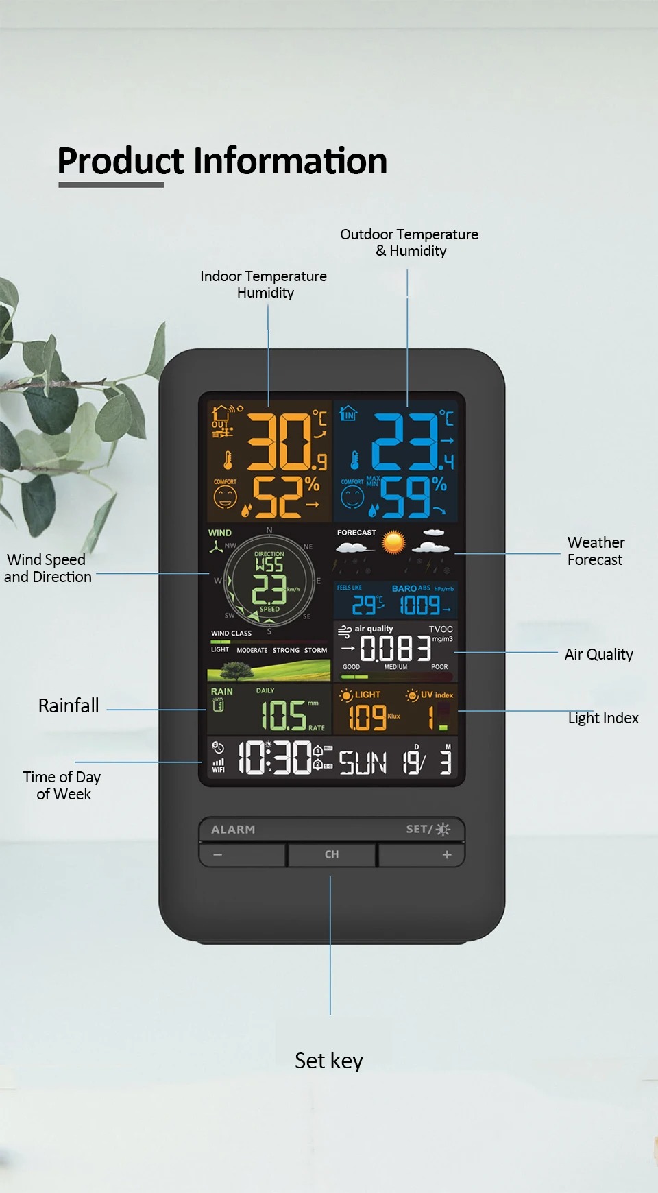 WiFi Smart Weather Station Temperature Humidity Wind Speed Direction ...