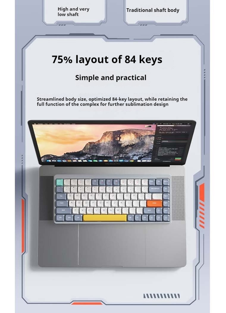 Black Iron Cow YK75 low axis ultra-thin mechanical keyboard 84 keys ...