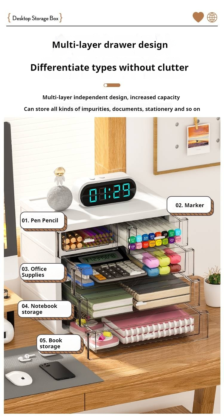 Nehem - Desk organizer large storage box A4 drawer Gift for office ...