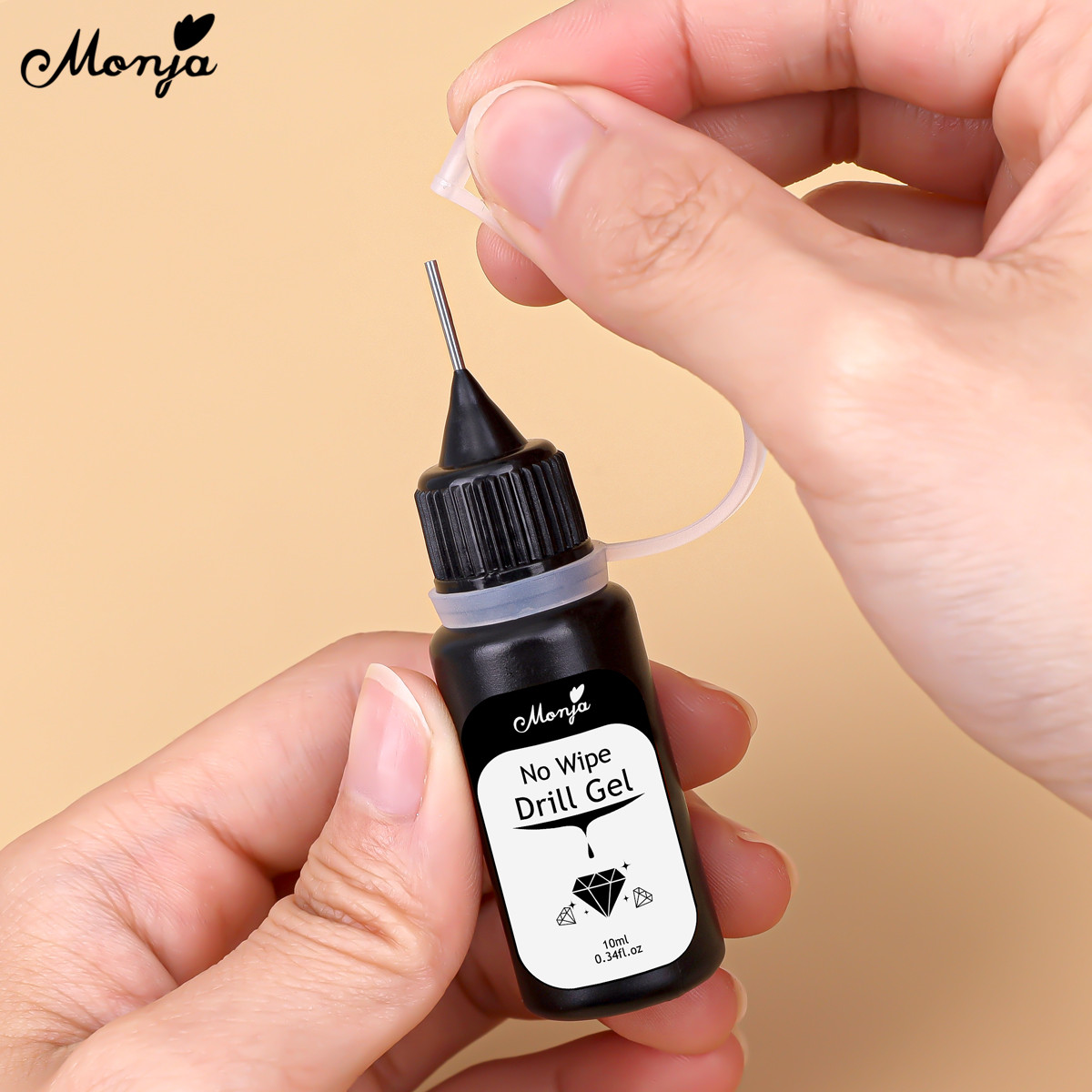 Monja 10ml Adhesive Drill Glue Rhinestones Gel Pinhole No Wipe Sticky ...